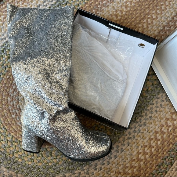 Dolls Kill | Shoes | Silver Glitter Gogo Boots Womens 1 Nwt | Poshmark